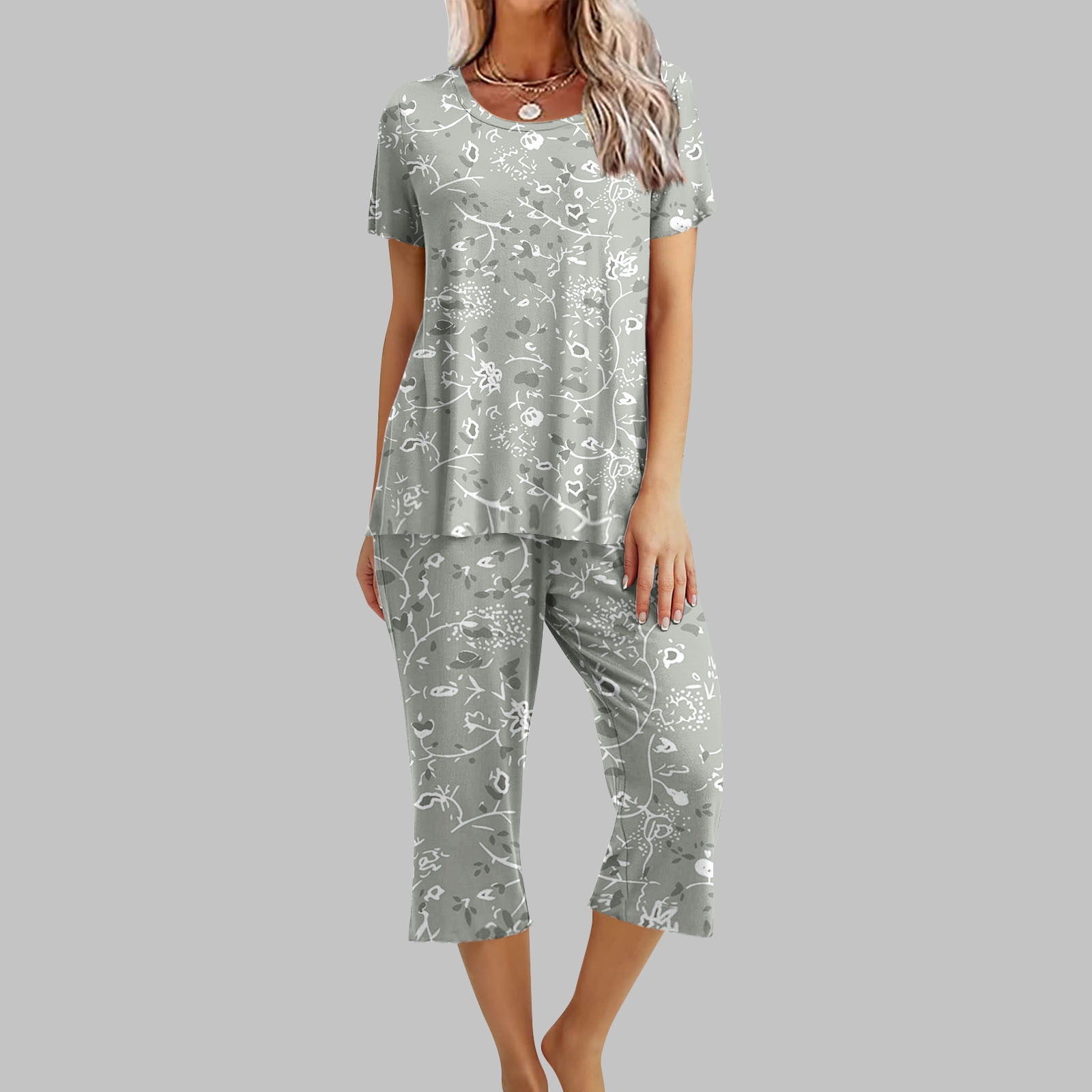 Click here for Eqwljwe Summer Saving!womens Pajama Sets Capri sum... prices