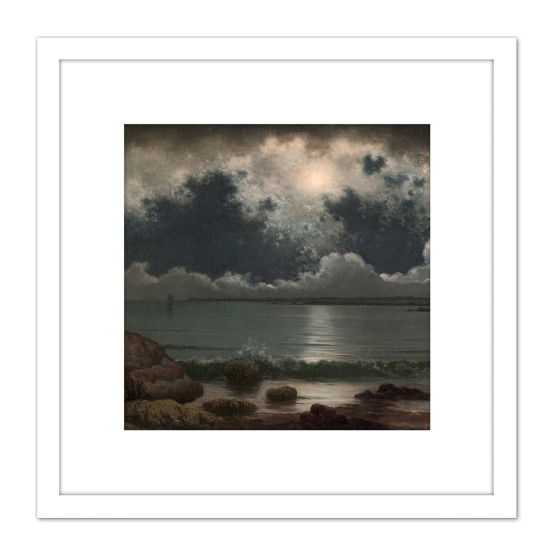Heade Point Judith Rhode Island 8X8 Inch Square Wooden Framed Wall Art Print Picture with Mount ...