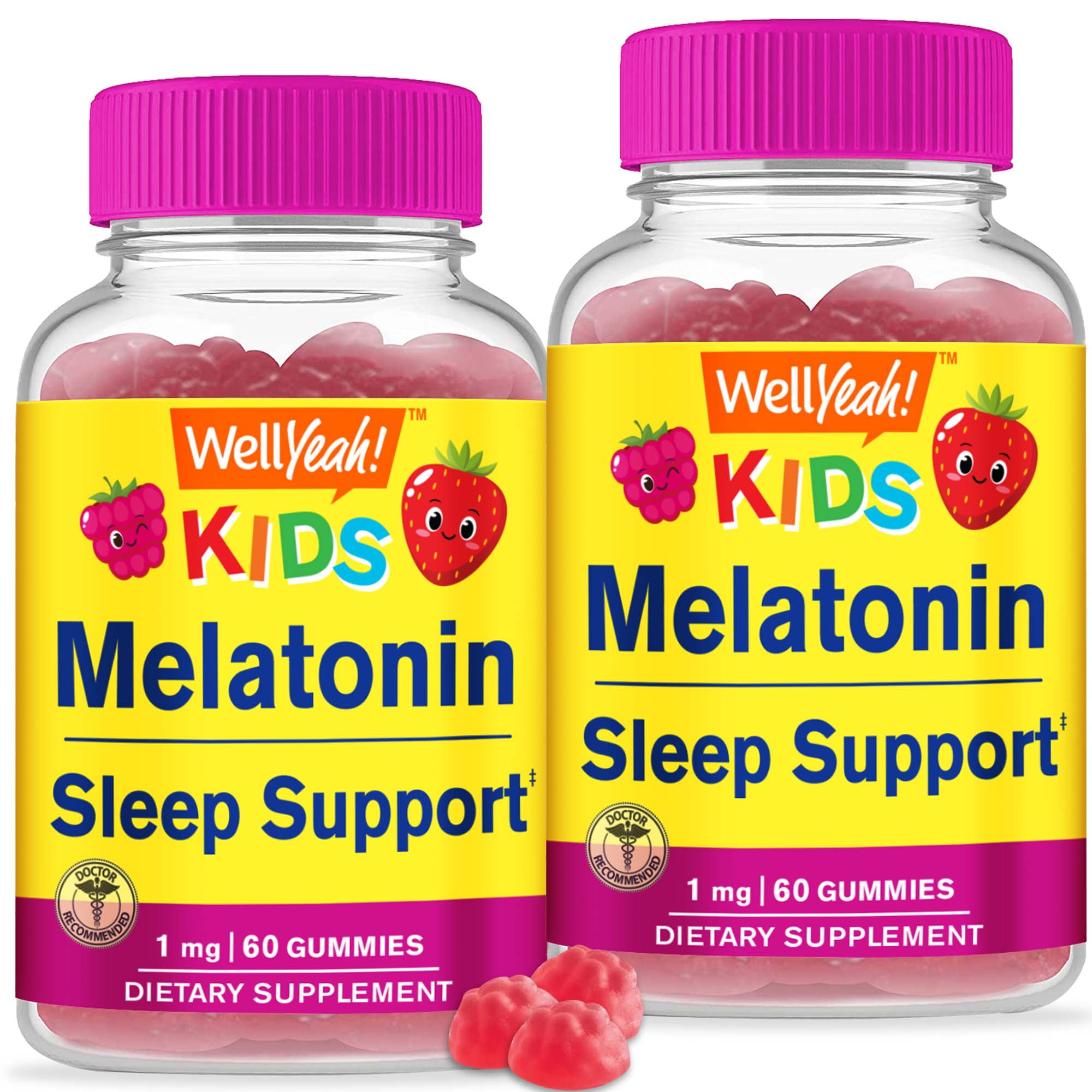 WellYeah Kids Melatonin Gummies 1 mg (2 Pack) - Drug-Free Sleep Aid ...