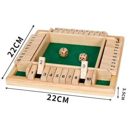 Four Sided 10 Numbers Shut The Box Board Game Wooden Flaps & Dice Set ...