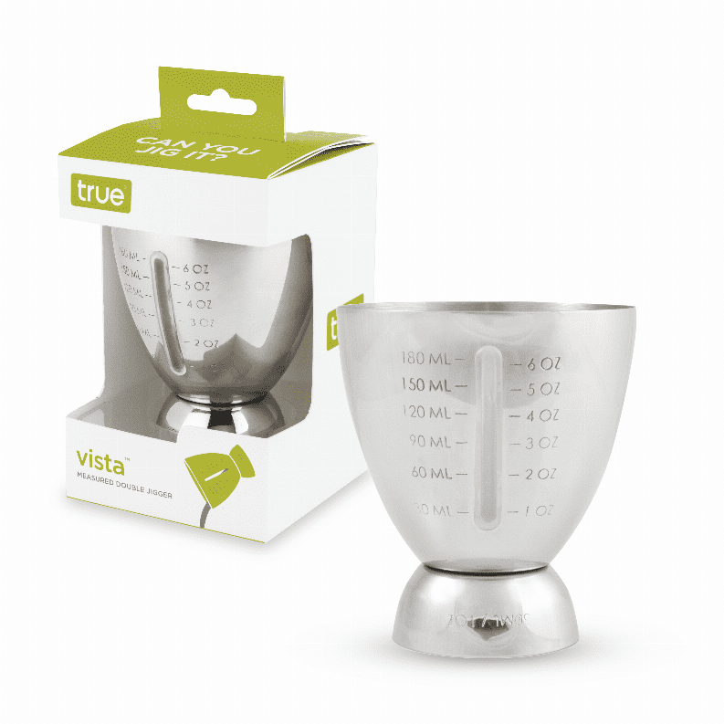 True Stainless Steel Measuring Double Shot Cocktail Jigger for ...