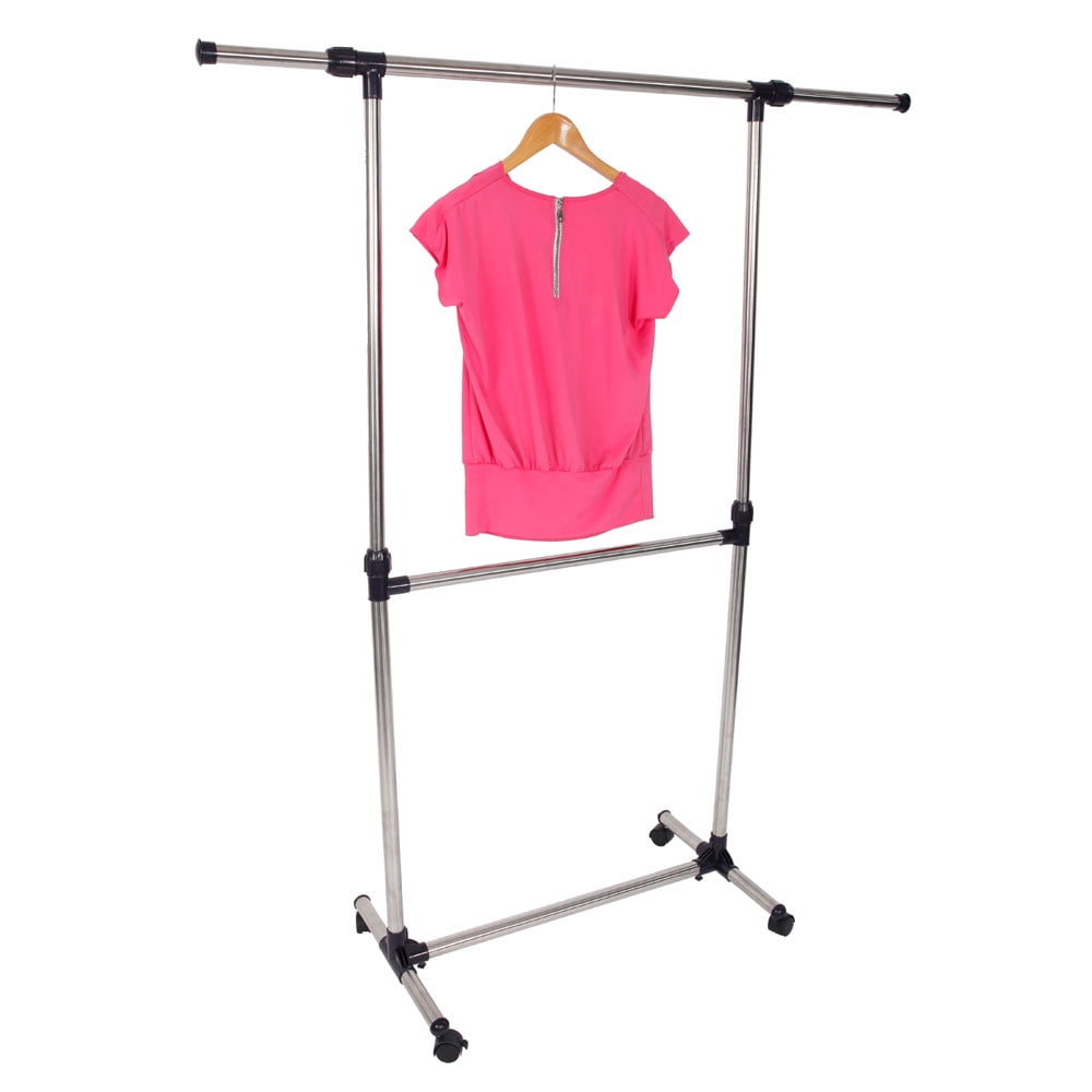 Ktaxon Portable Rolling Clothes Rack Hanger Shelf Garment Bar ...