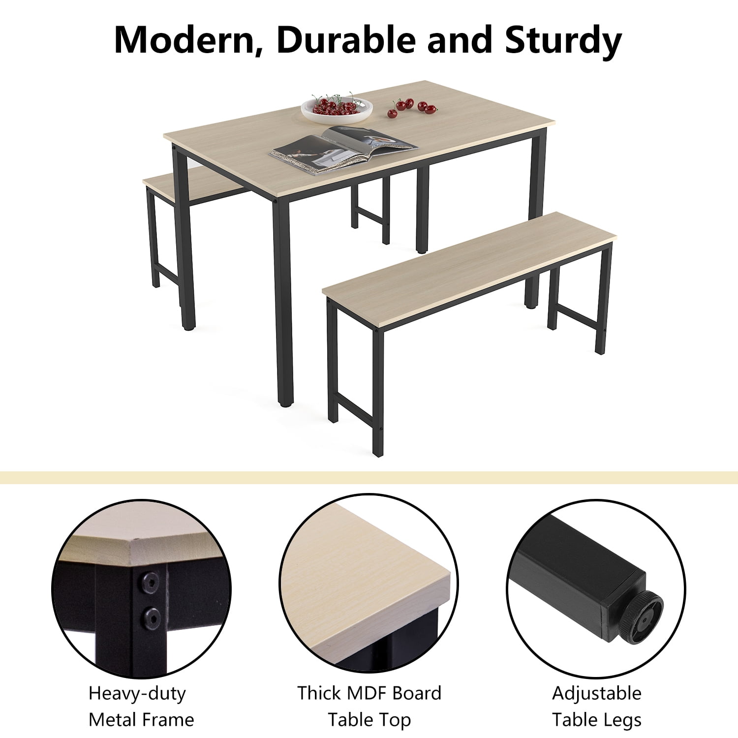 3 Piece Dining Table Set, Modern Style Wood Table Nepal | Ubuy
