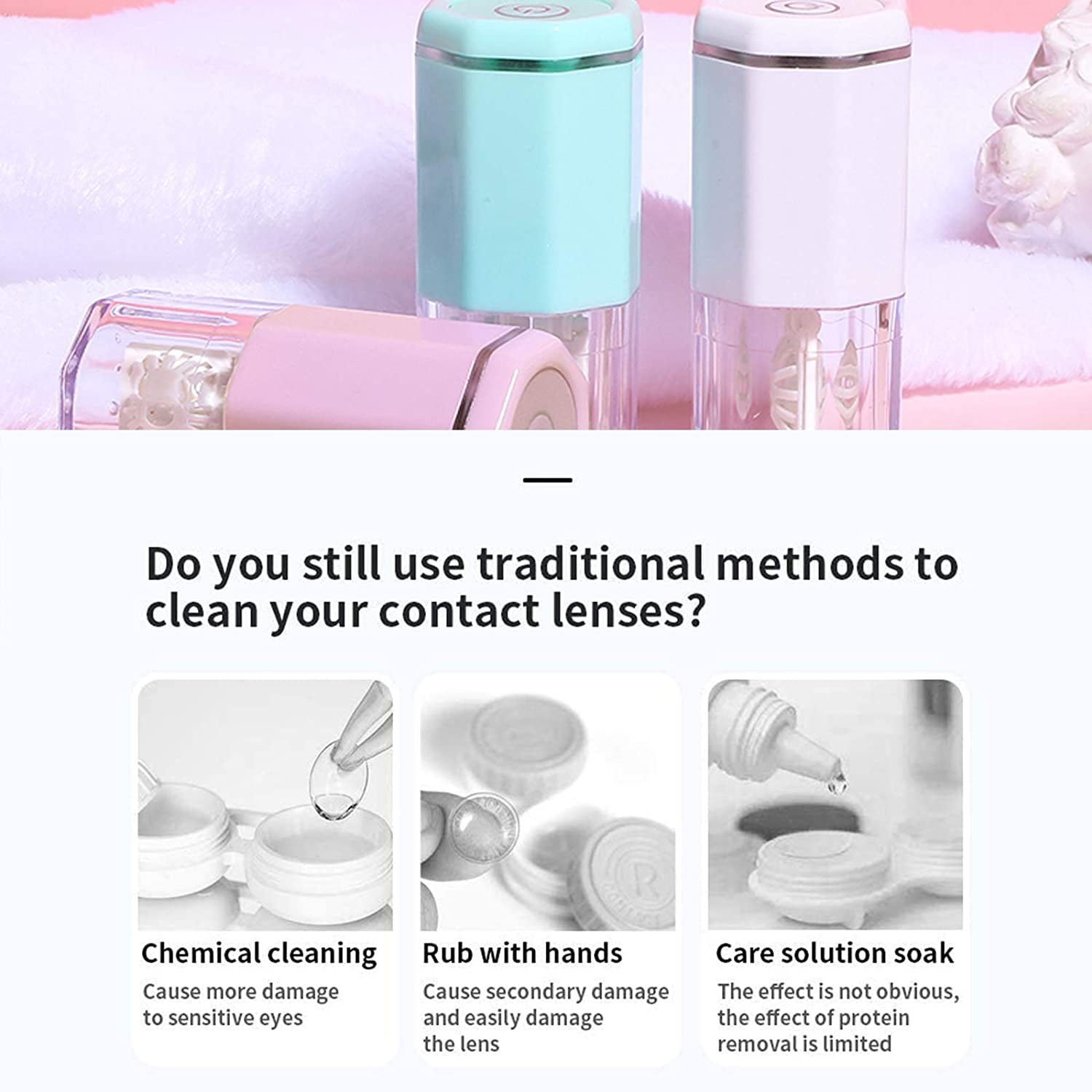 Portable Contact Lens Cleaner,1 Minute Automatic Cleaning Machine ...