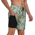 Cauagu Hot Dog Pizza Print Mens Swim Trunks Quick Dry Board Shorts Swim ...