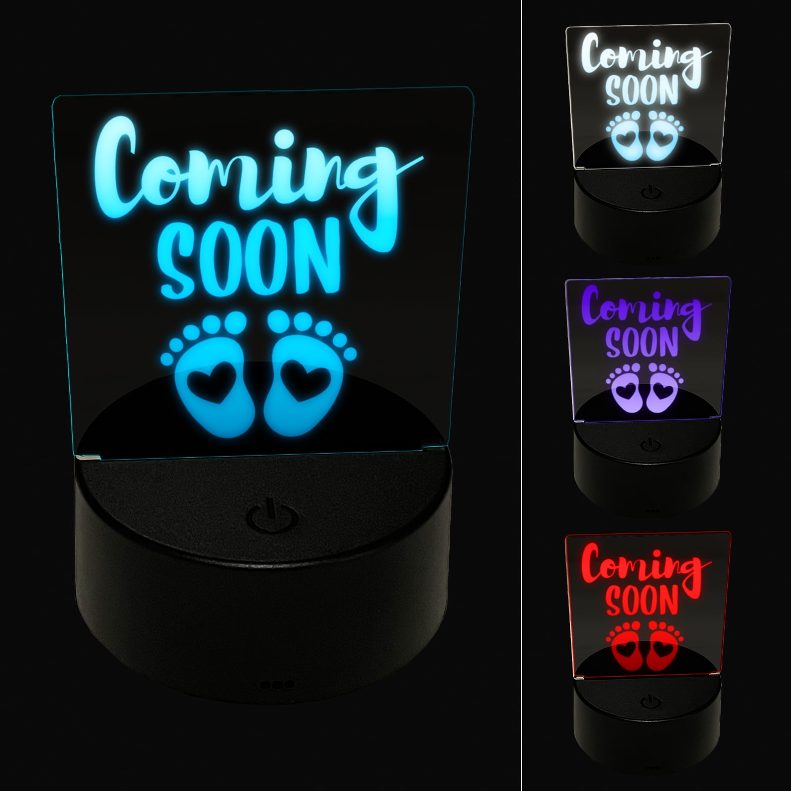 Coming Soon Baby Pregnancy Shower LED Night Light Sign 3D Illusion Desk ...