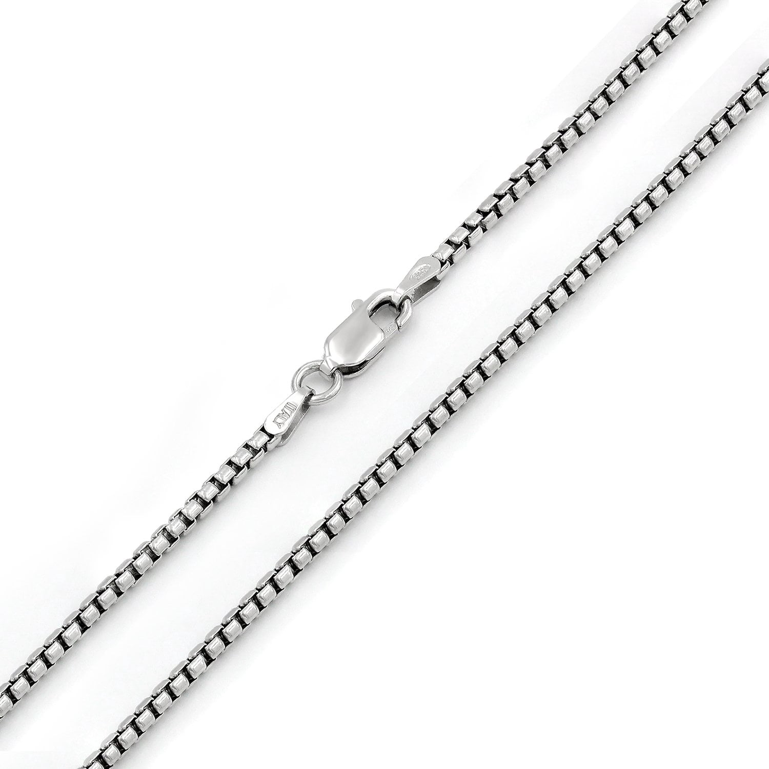 925 Sterling Silver Italian 1.5mm Round Box Chain, FREE Microfiber ...