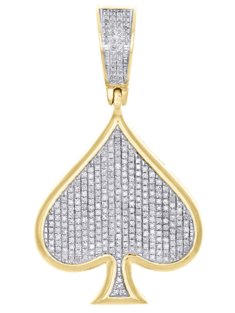 Jewelry For Less - 10K Yellow Genuine Gold Diamond Spade Poker Ace ...
