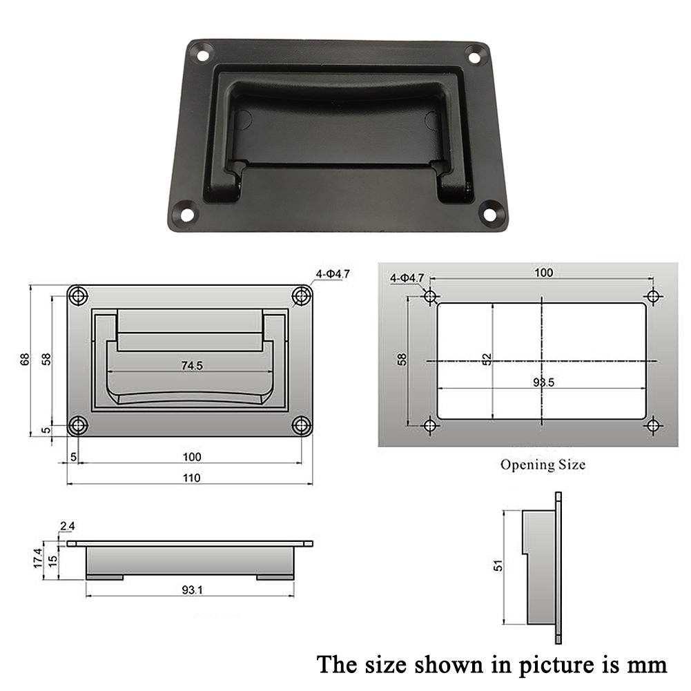 Buy Zinc Alloy Recessed Pull Handles Container Handle Black Flush Lift ...