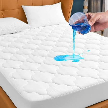 Waterproof Mattress Pad Queen Size, 6''-21'' Deep Pocket Fitted Quilted ...