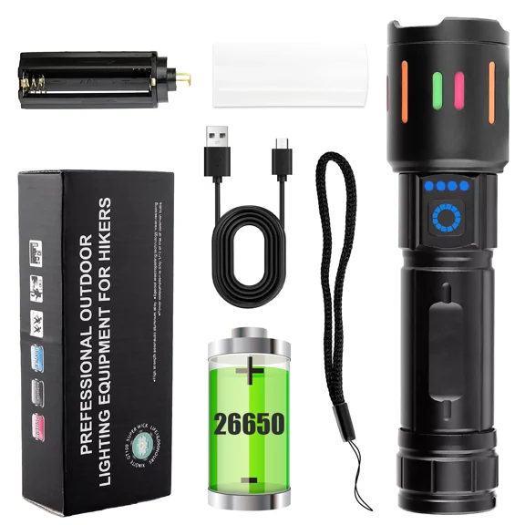 Swiss Tech 1200 lumen rechargeable LED flashlight with battery, durable ...
