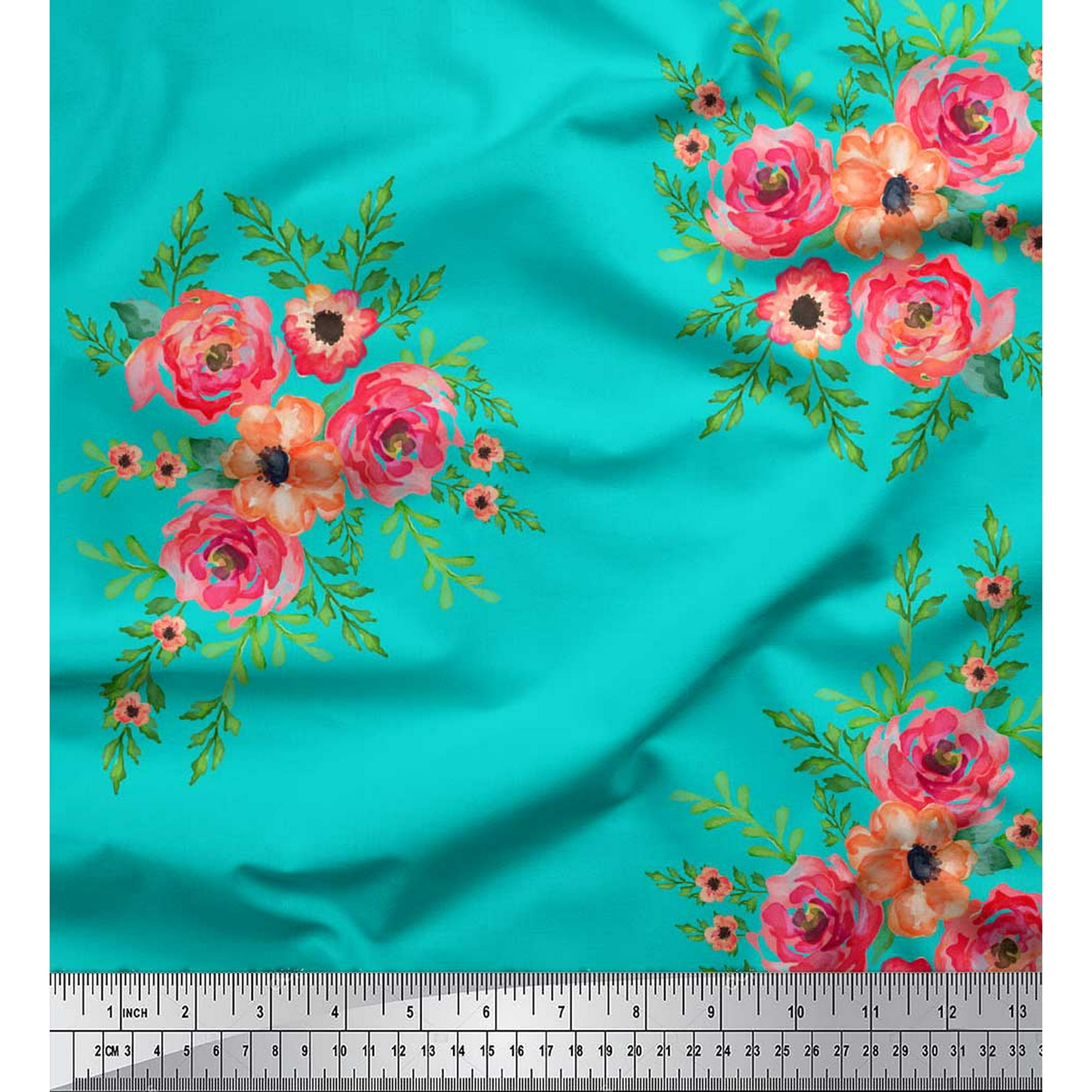 Click here for Soimoi Green Silk Fabric Flower Floral Decor Fabri... prices