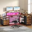 Uforic L Shape Desk with LED Light & 6 Drawers - Walmart.com