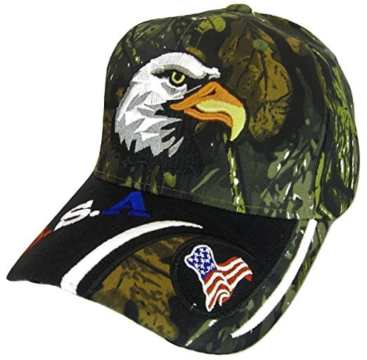 USA Men's Patriotic Eagle Adjustable Baseball Cap (USA/Flag Camouflage ...