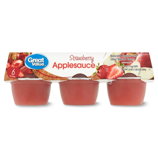 Great Value Strawberry Applesauce, 4 oz, 6 Cups - Walmart.com