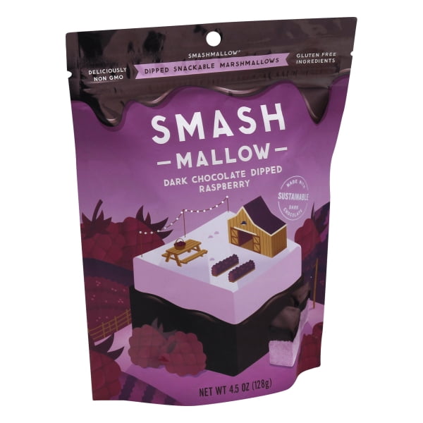 SmashMallow 2454080 4.5 oz Dark Chocolate & Raspberry Marshmallow Snack ...