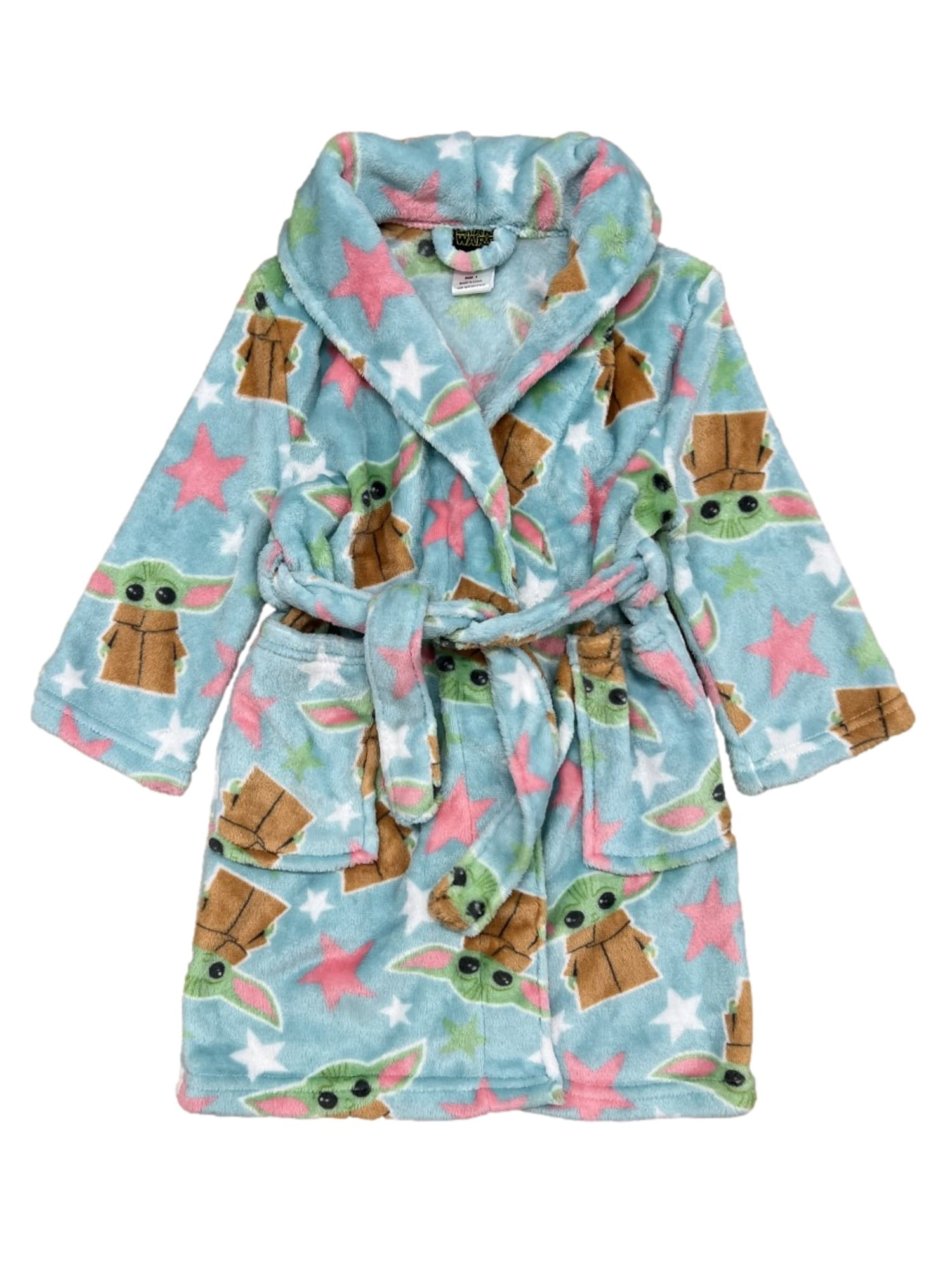 Disney Star Wars Girls Plush Blue Baby Yoda Robe House Coat Size 4 ...