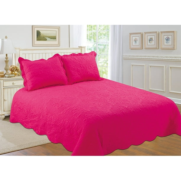 Rose Colored Queen Size Bedspread - Hanaposy