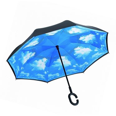 Inverted Umbrella Windproof Reverse Double Layer Umbrella with C-shaped ...