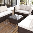 DIMAR GARDEN Patio Outside Rattan Square Coffee Table with Glass Top ...