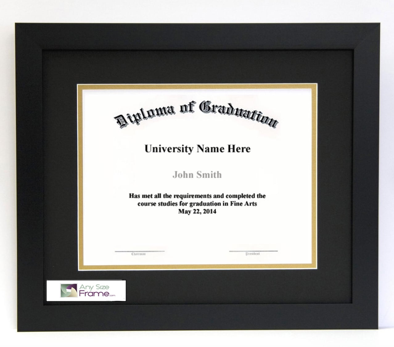 AnySizeFrame 8X10 Wide Satin Black Diploma Frame - Walmart.com
