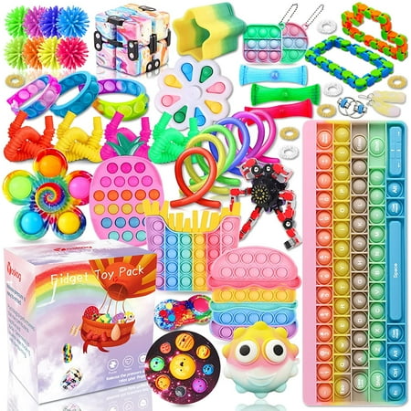 IGUOHAO Fidget Toy Pack, Pop Bubble Cheap Sensory Fidget Toy Set Stress Relief Toys with Marble ...