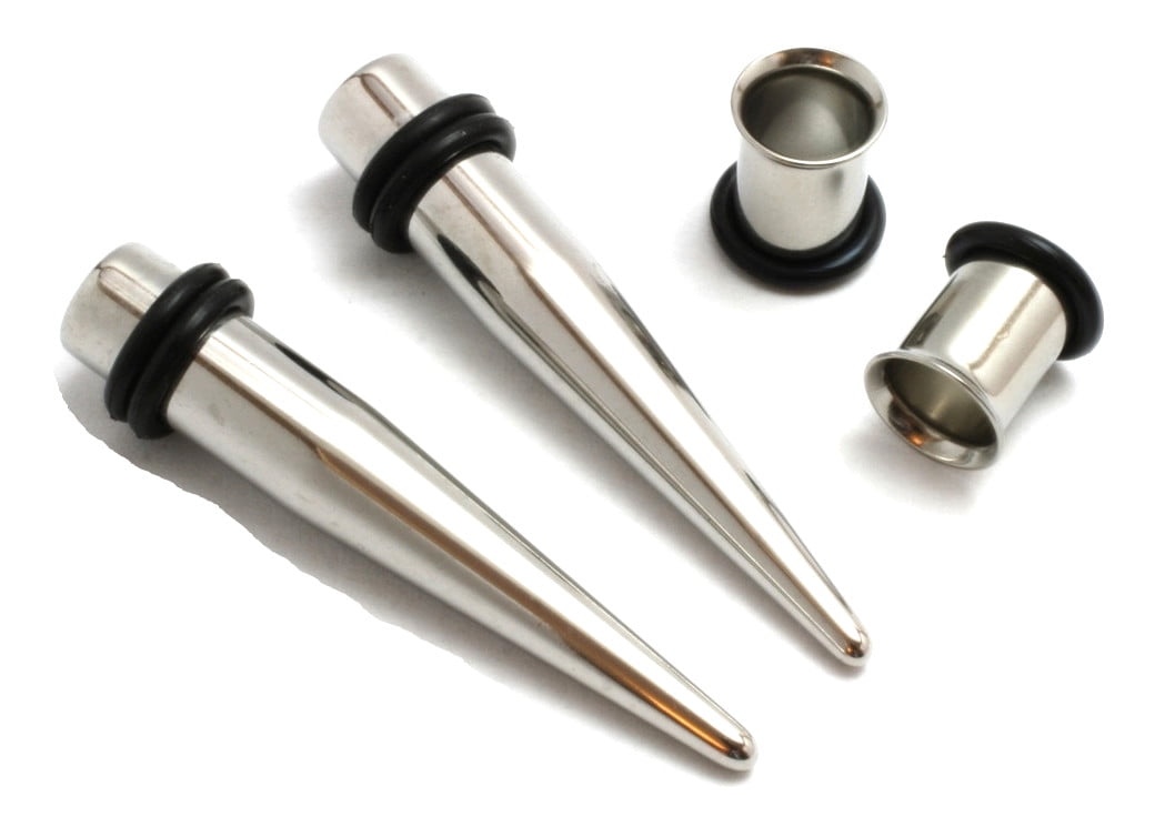 Pair of 316l Steel Tapers and Tunnels Ear Stretching Kit Gauges Gauging ...