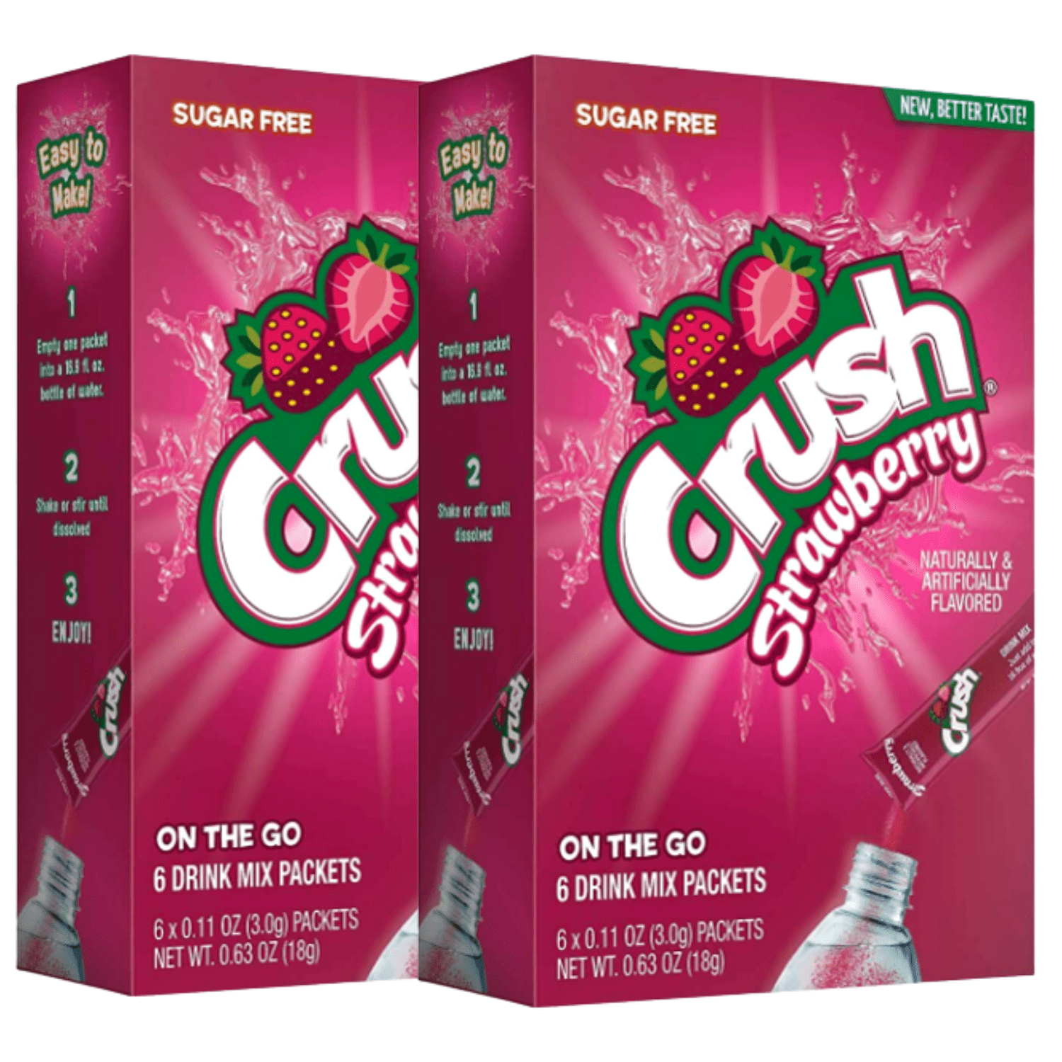 Crush Strawberry Singles To Go Water Drink Mix Sugar Free Low Calorie ...