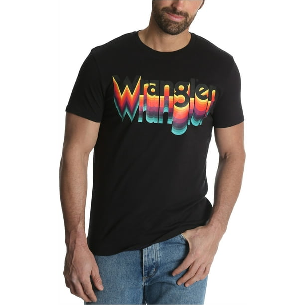 Playera gráfica Wrangler con logo arcoíris para hombre negro XXL ...