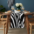 Abstract Tiger Print Cotton Linen Table Runner Black White Animal Fur ...