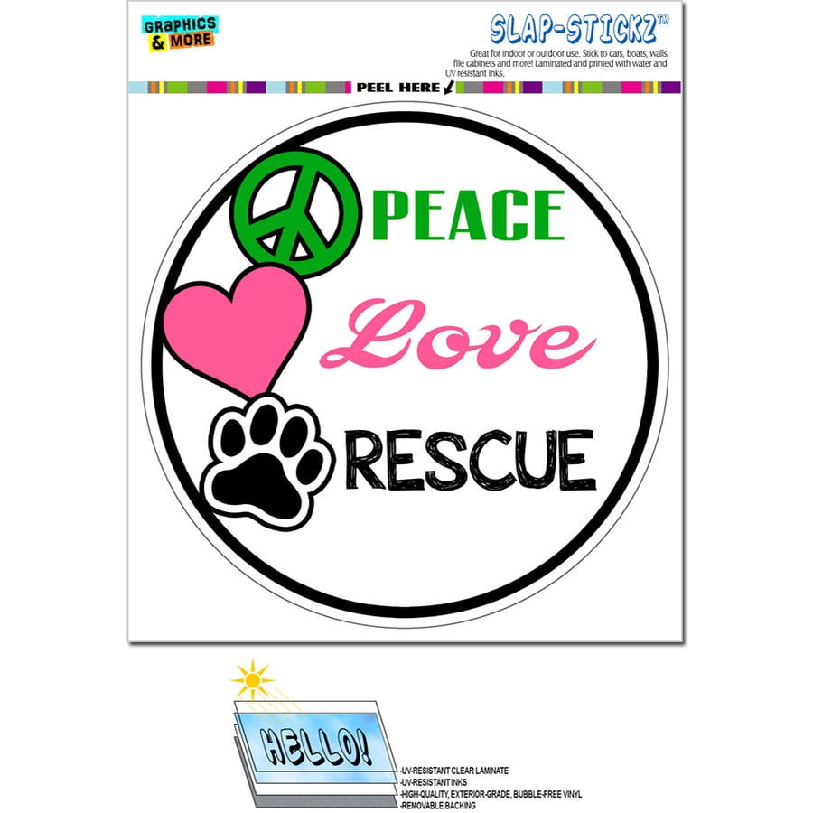 Peace Love Rescue Adopt Animal Shelter Pet Dogs Cats Paw Print Circle ...