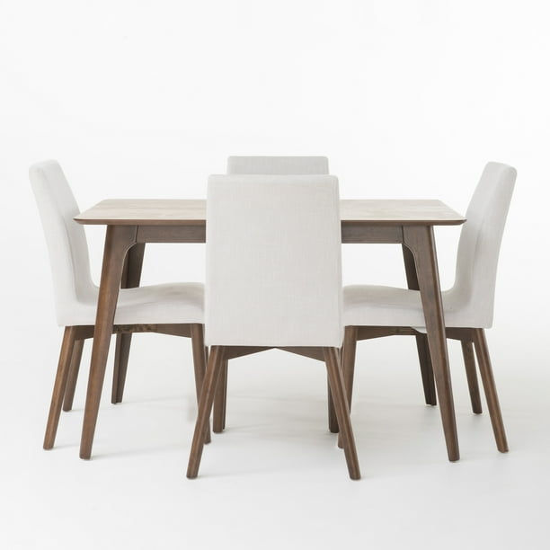 GDF Studio Demi Mid Century Modern Fabric Upholstered 5 Piece Dining ...