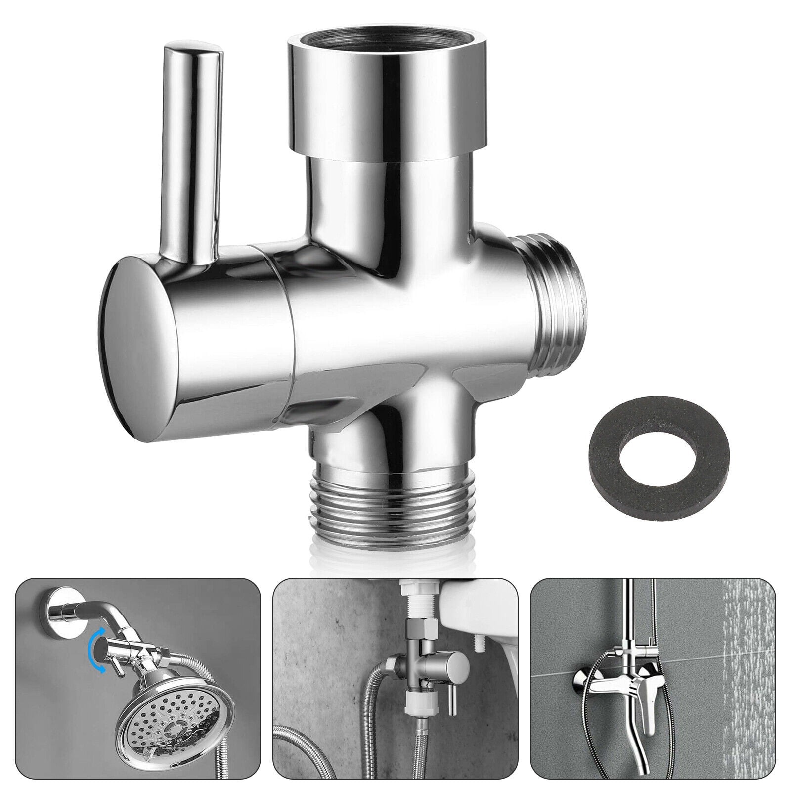 G1/2" 3 Way T-adapter Diverter Valve for Shower Head Arm Mount Splitter ...