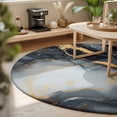 Abstract Marble Marble Texture Round Rug 5ft Black White Gradient ...