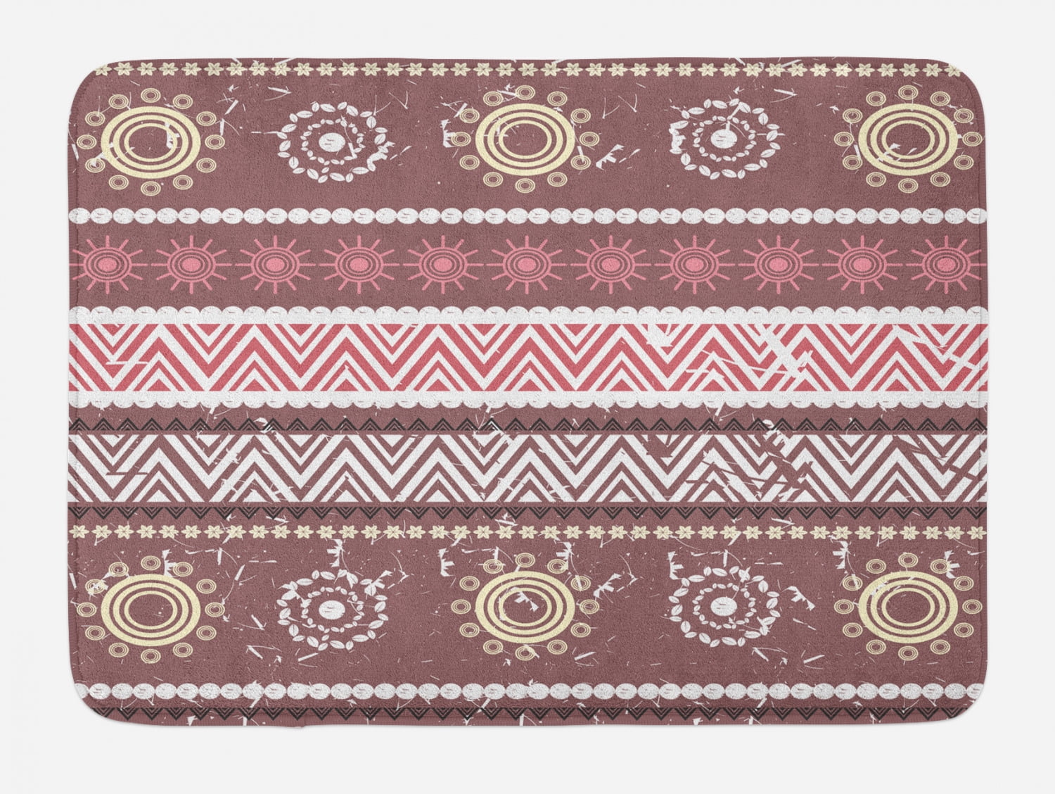 Zambia Bath Mat, Antique African Traditional in Earthen Tones with Sun ...