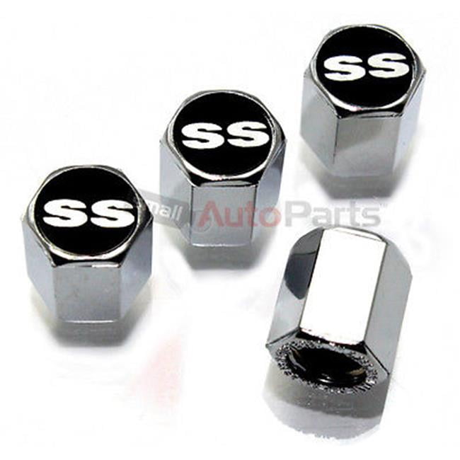 Logo Caps Ss Black Logo Chrome Abs Tire Valve Stem Caps - Walmart.com