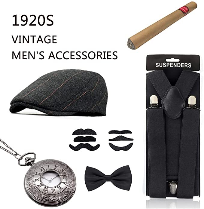 Buy AOWEE 1920s Men Accessories, Gatsby Men Suit Set Including Panama ...