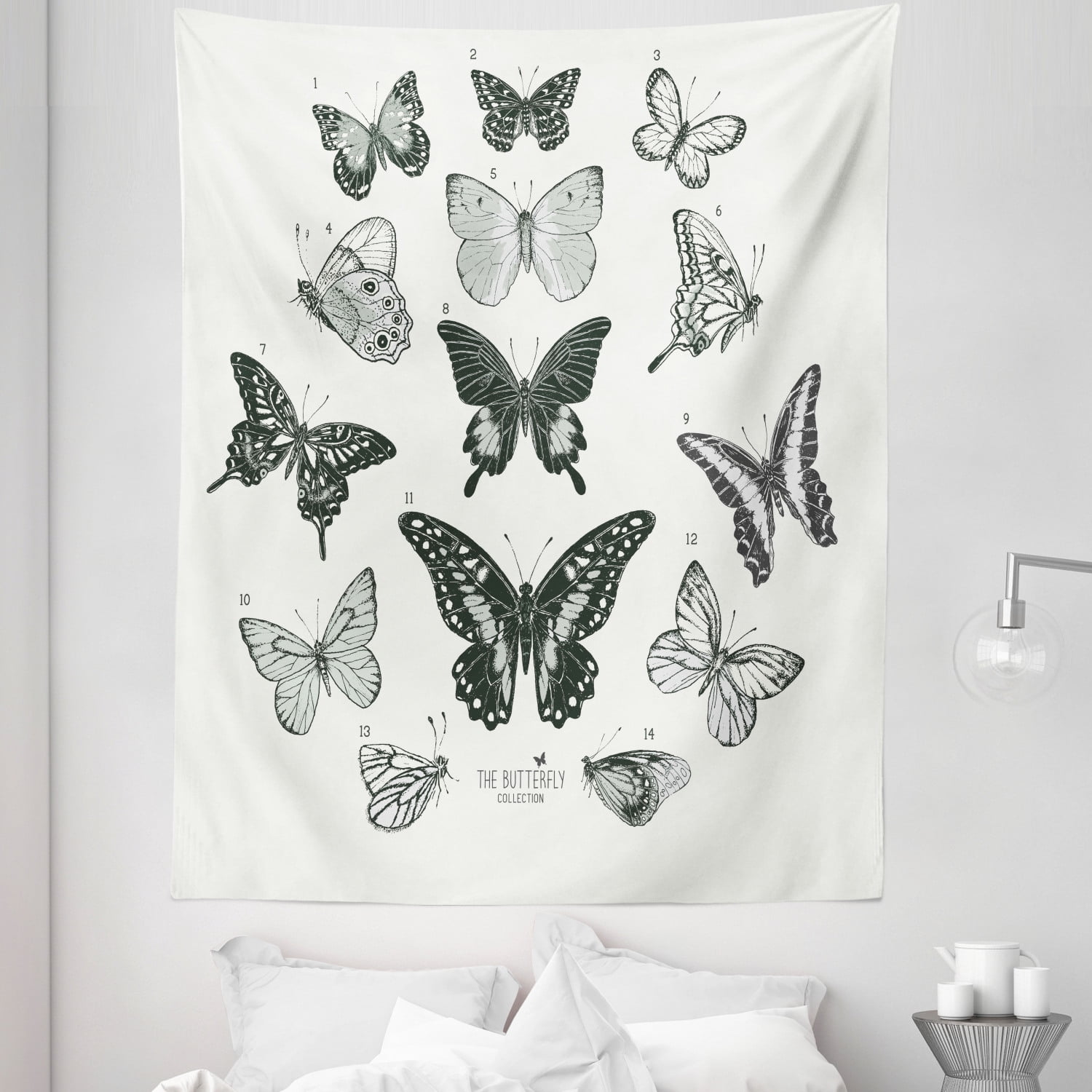 Animal Tapestry, Spring Arrangement of Hand Drawn Butterflies Modern ...