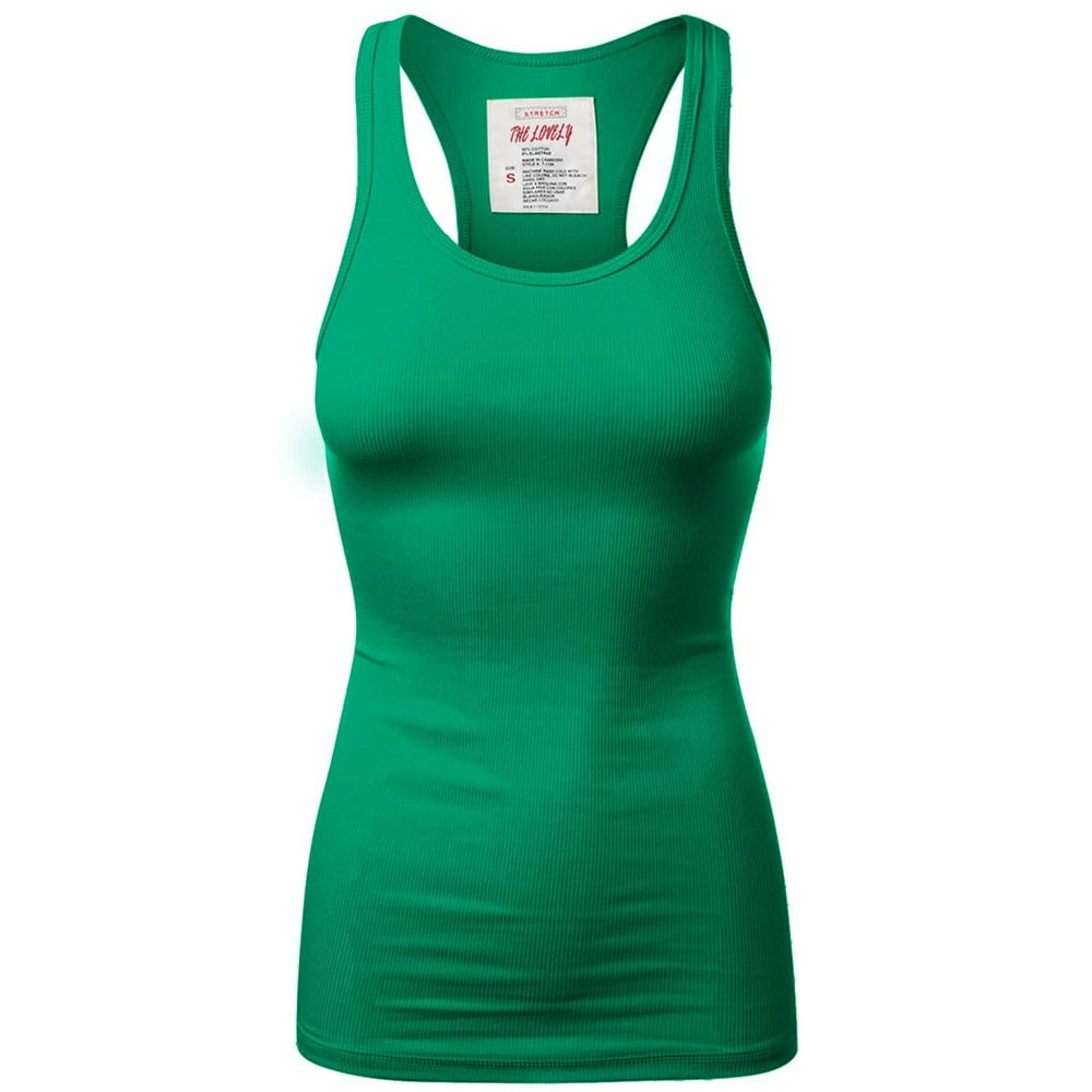 TheLovely - Women & Plus Solid Ribbed Knit Stretch Workout Racerback ...