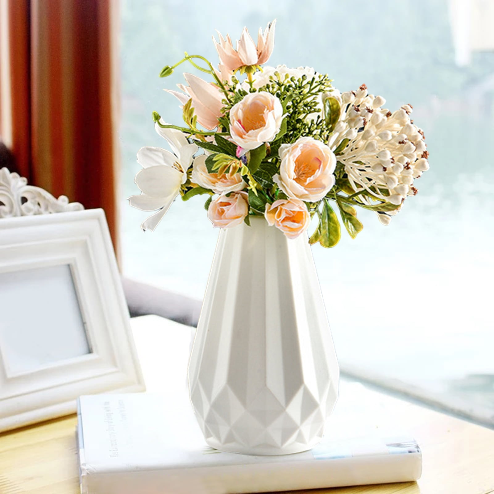 Washranp Flower Vase,Solid Color Smooth Surface Geometric Design Flower ...