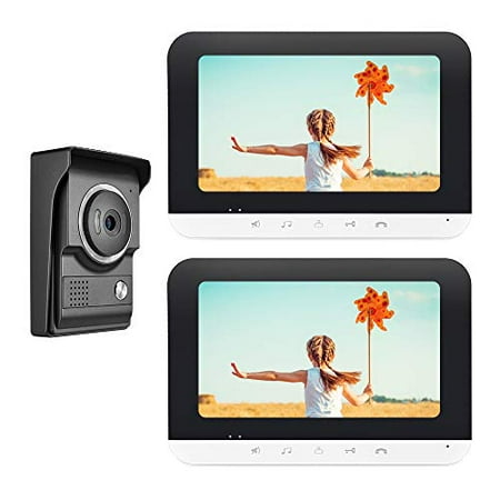 Wired Video Intercom System 7 Inch Wired Doorbell Indoor Monitor with ...