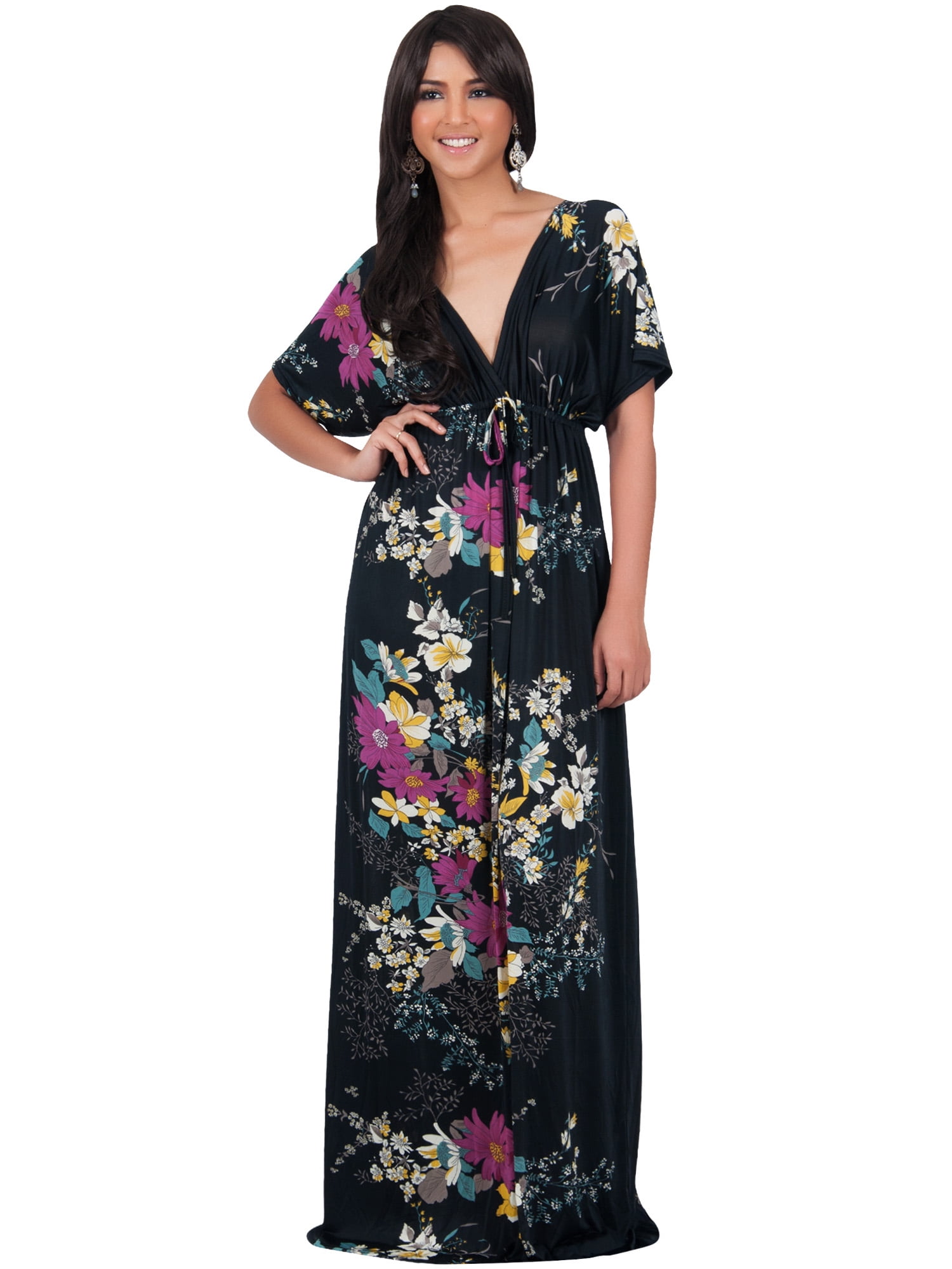KOH KOH Long Summer Flower Floral Print Kaftan Beach Flowy Casual ...