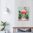 Acheng Pink Flamingo on Toilet Bathroom Canvas Wall Decor Botanical ...