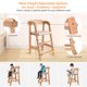 Wooden High Chair for Toddlers to Teens, Adjustable Dining Feeding ...