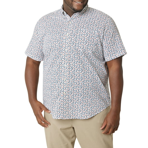 Chaps Men's Short Sleeve Sustainable Easy Care Woven Shirt-Sizes XS up ...