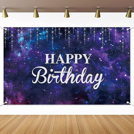 Space Galaxy Birthday Backdrop Happy Birthday Outer Space Banner Space ...