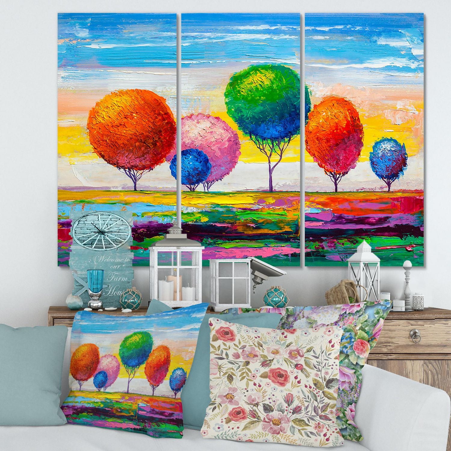 Click here for Designart Colourful Ornamental Trees Vi Canvas Wal... prices