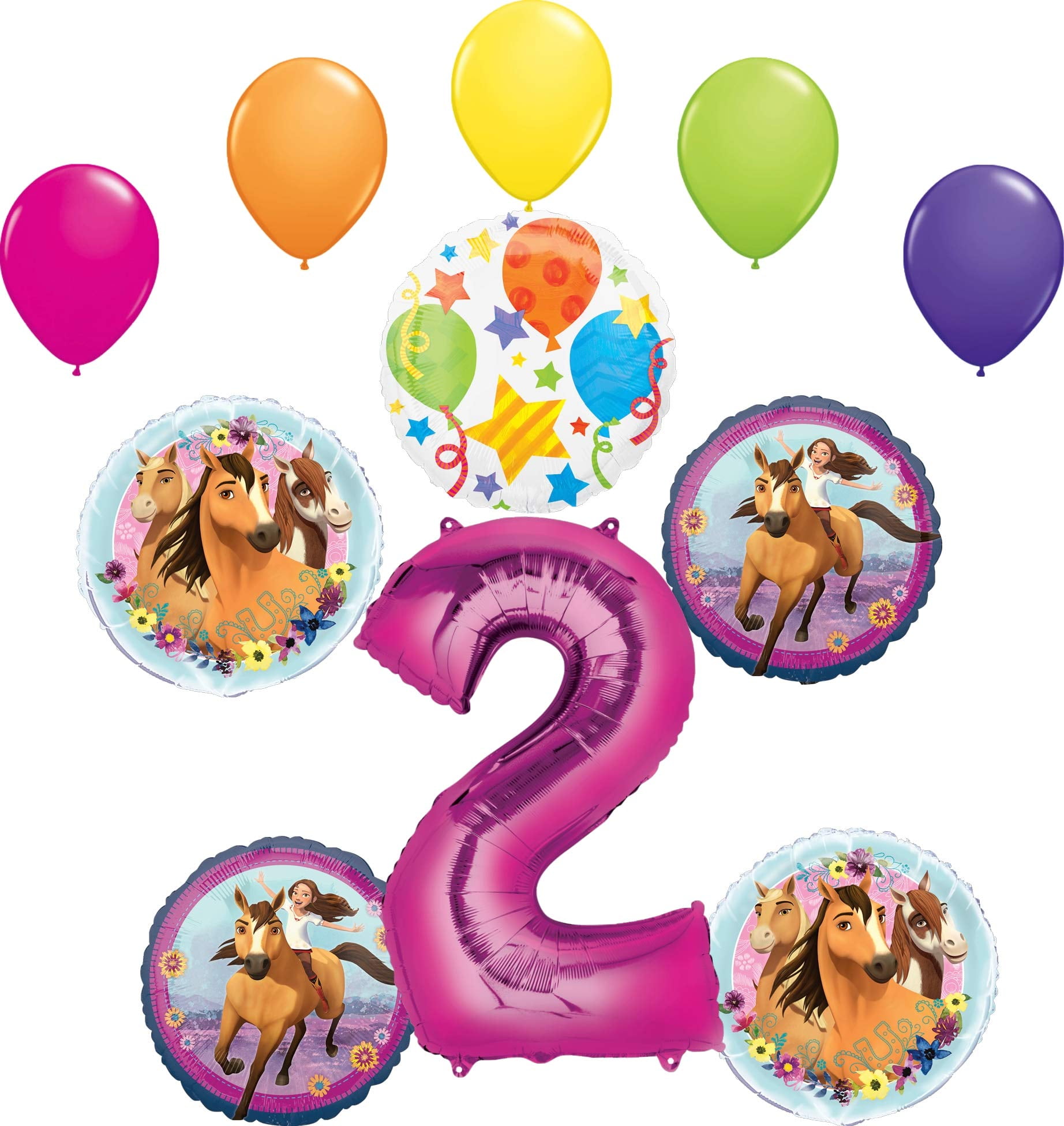 Spirit Party Supplies 2nd Birthday Riding Free 11 pc Balloon Bouquet ...
