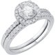 1/2 Carat T.G.W. White Round-Cut CZ and Swarovski Crystal Sterling Silver Halo Bridal Set ...