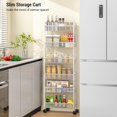 6 Tier Slim Storage Cart Narrow Cart with Wheels Metal Mobile Shelving ...